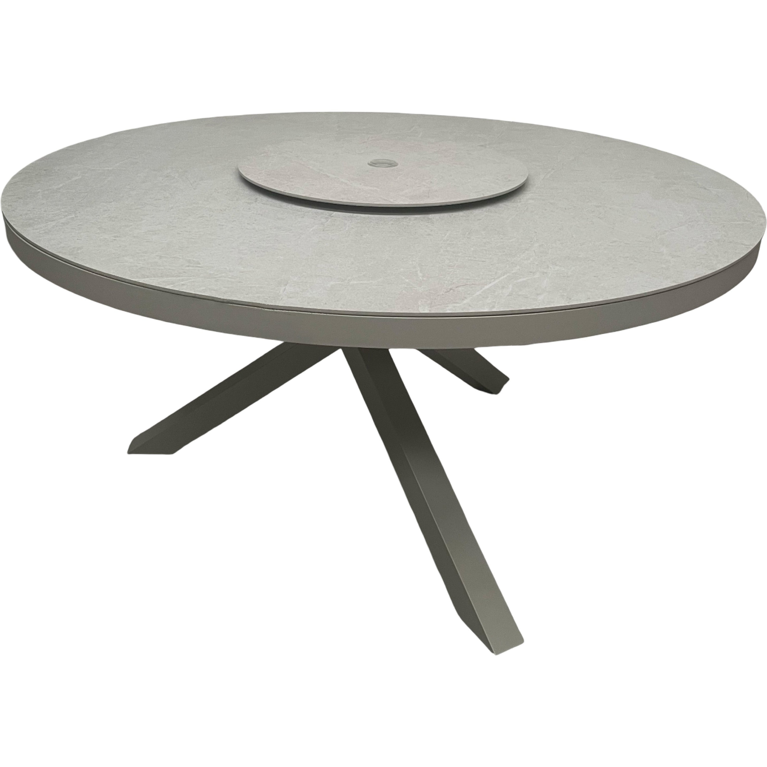 Outdoor Round 150cm Table In Natural with Lazy Susan - Kendal By Vila